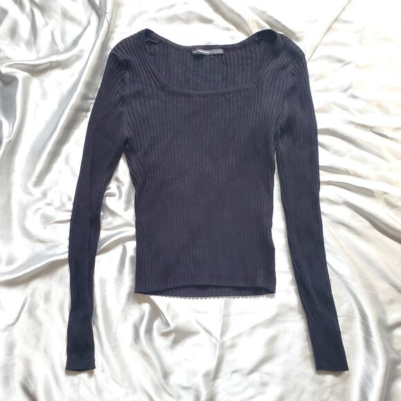 Threadbare | Sweaters | Threadbare London Black 9s Ribbed Square Neck ...